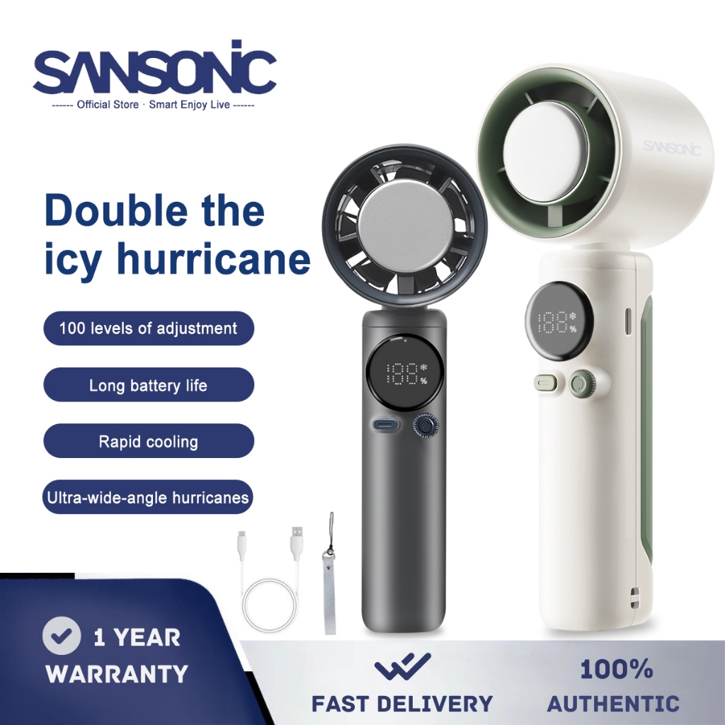 SANSONIC High Speed Handheld Fan Strong Wind cooler 199 Gear With ...