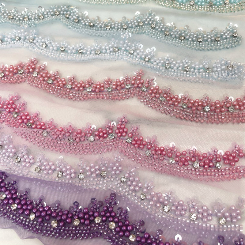 Crumble Pearl Beads Border Lace PRE ORDER PRICE PER HALF METER | Shopee ...
