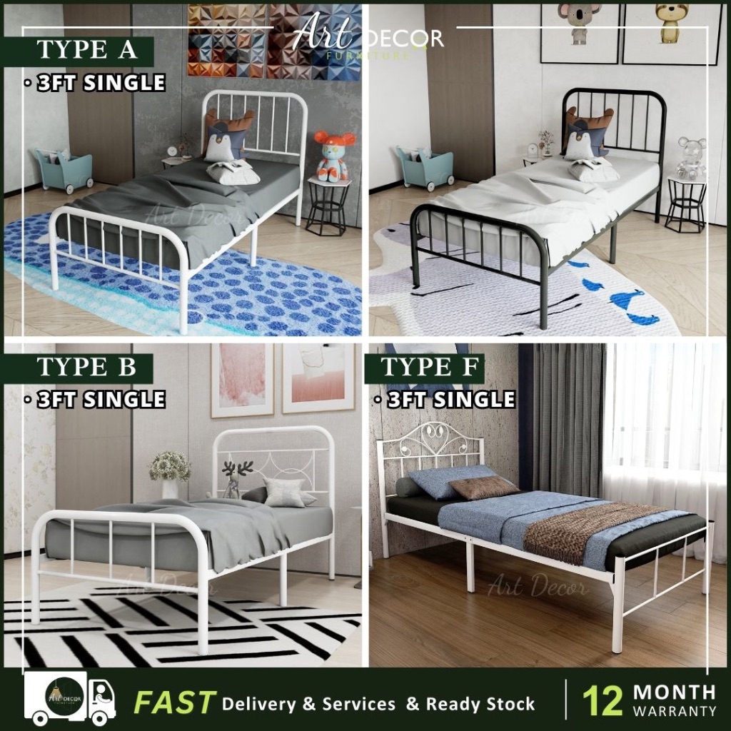 🔥READY STOCK🔥3FT Single Metal Bed Frame Metal/ Set Katil Bujang+Tilam ...