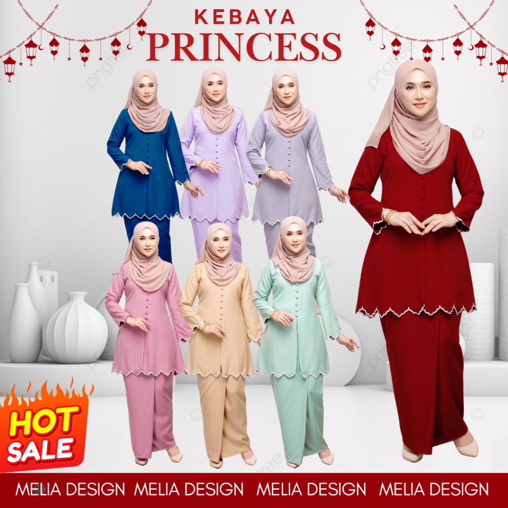 KEBAYA PRINCESS BY MELIA DESIGN SULAM BIKU PLAIN COTTON SILK PREMIUM ...
