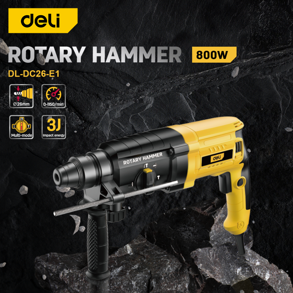 DELI Rotary Hammer (800W / 1000W / 26mm / 28mm / SDS Plus) DL-DC26-E1 / DL-DC26-E2 / DL-DC28-E2 ...