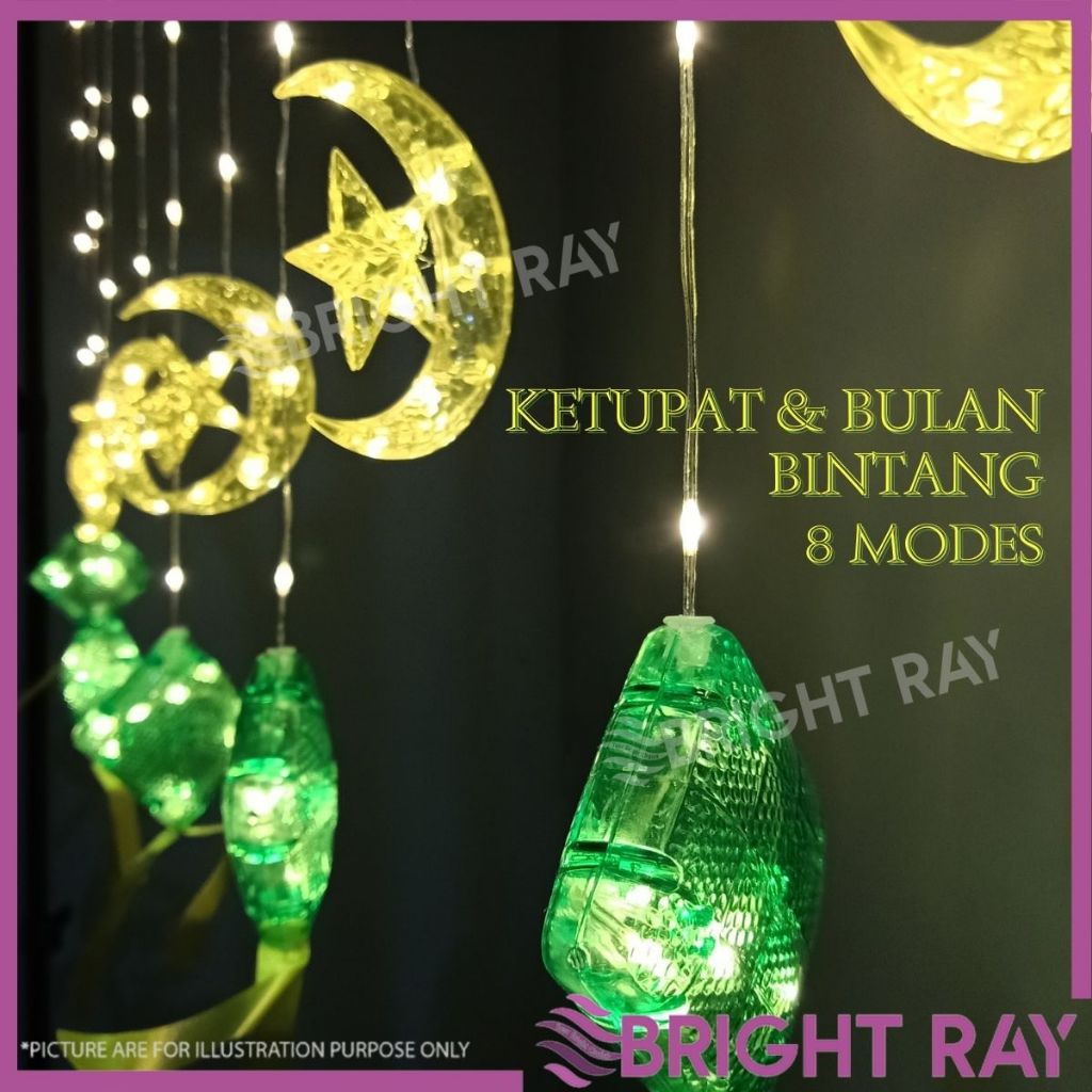 [RAYA 2025] Lampu Raya Ketupat Bulan Bintang Lampu Lip Lap Lampu Raya ...