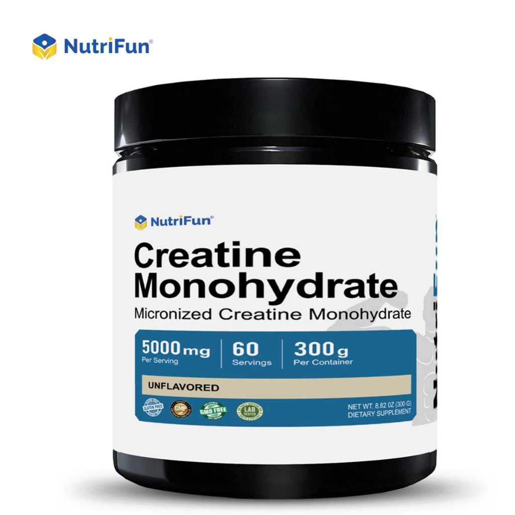 NutriFun Creatine Monohydrate 100% Pure 300 Grams 60 Servings Micronized Powder Essentials ...