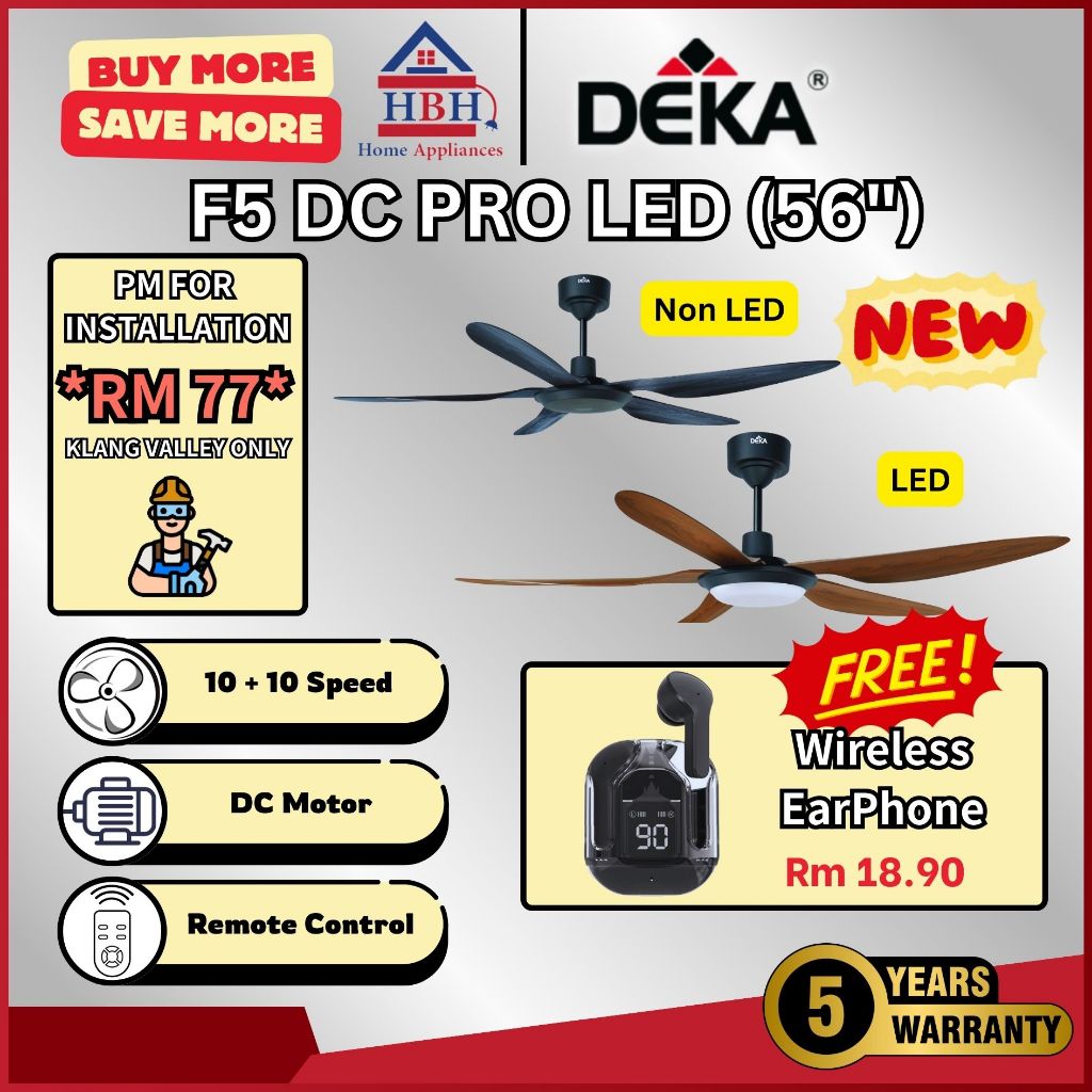 (RM77 Install) DEKA F5DC PRO Ceiling Fan Remote Control 10+10 Speed ...