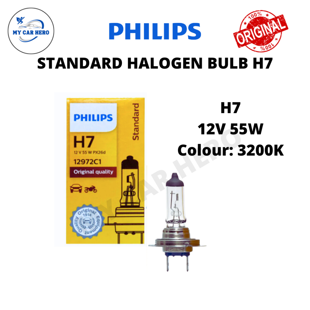 PHILIPS Standard H7 Halogen Car Headlamp Bulb 12V 55W H7 Bulb Lampu ...