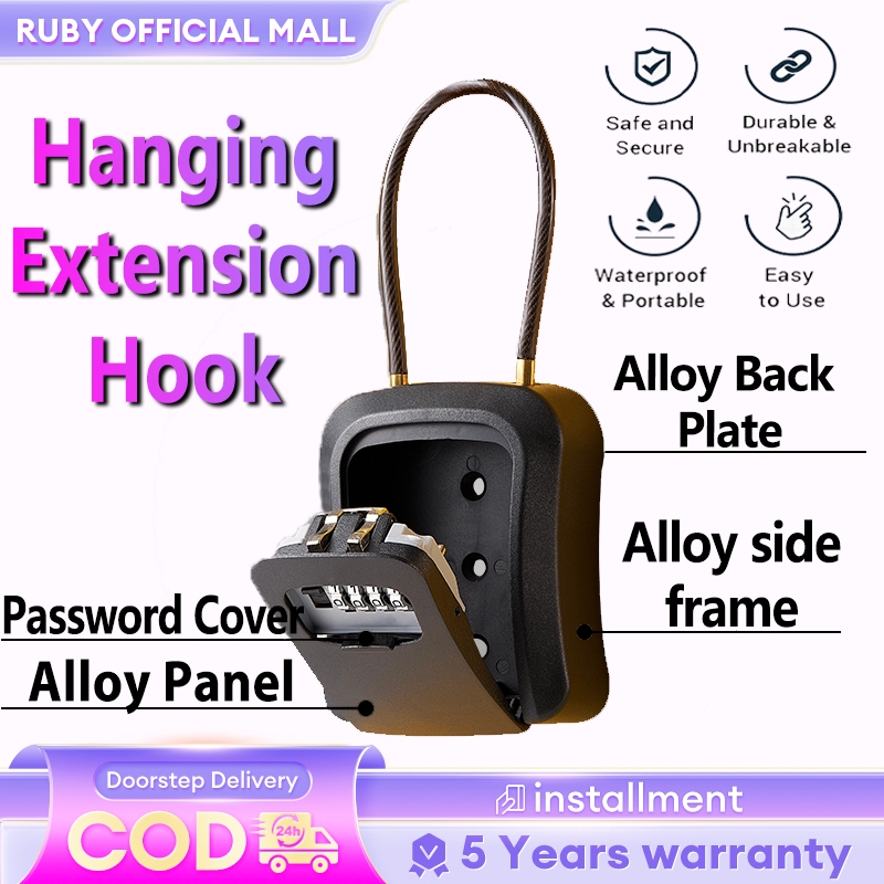 Key Safe Box Wall Mount 4 Digits Password Lock Key Storage Lock Box ...