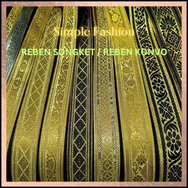 (1 Meter) Reben Songket Reben Songkok / Reben Konvo / Jacquard Lace ...