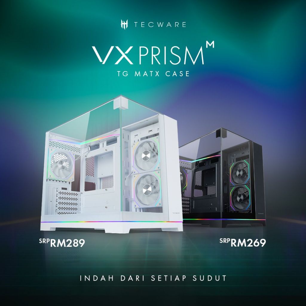 # TECWARE VX PRISM M - mATX T.G Case With 3x 120mm ARGB Fans & 2x ARGB LED Strip Pre-Installed ...