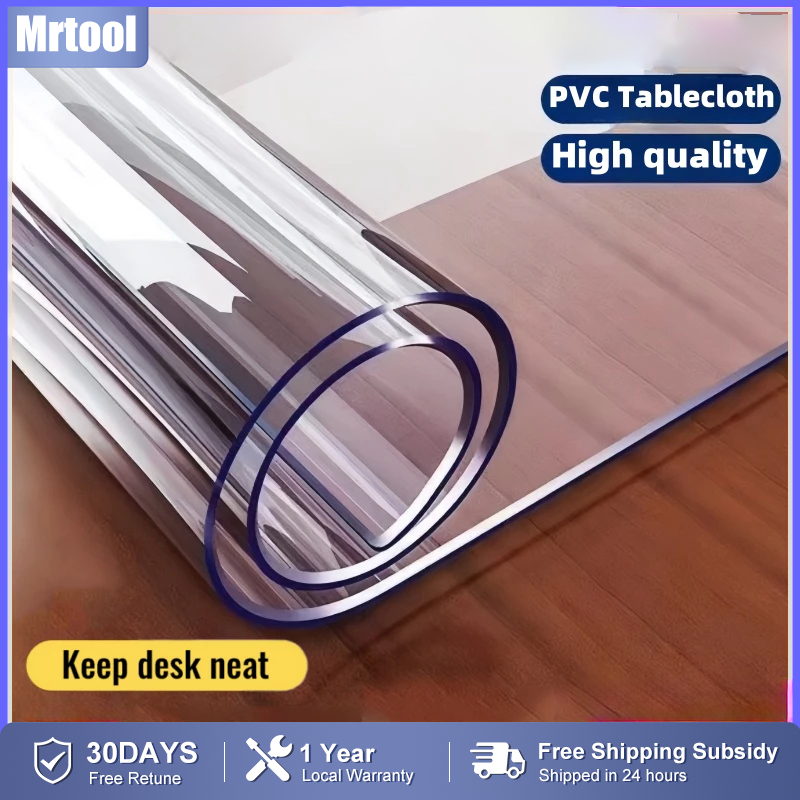 pvc table mat alas meja plastik tebal transparent table cover top ...