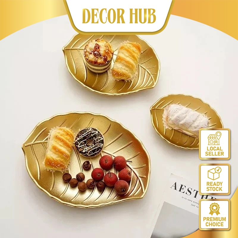 [Ready Stock] Decor Hub Gold Leaf Chinese Tray Dessert Tray Bamboo ...
