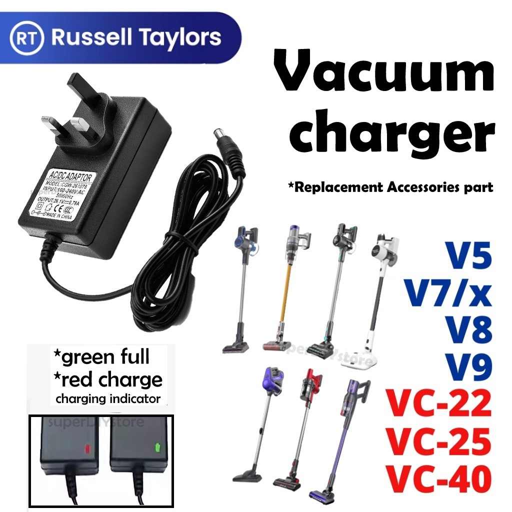 Russell Taylors Cordless Vacuum Charger Battery Charging Adapter for V5 ...