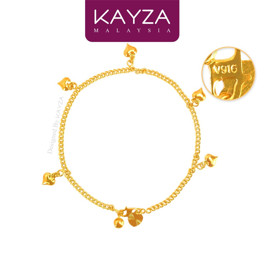 02A KAYZA Shining Love Anklet Handcrafted Designs in Vietnamese Gold ...