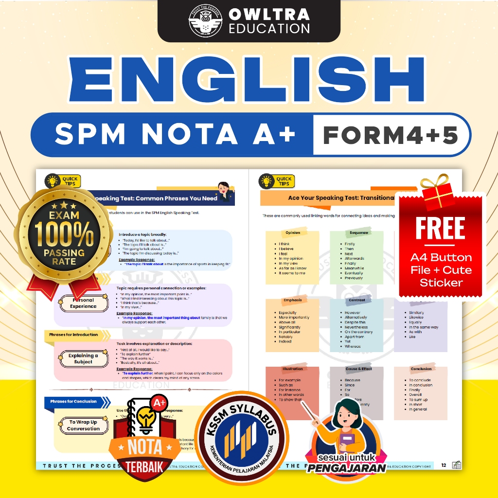 Nota English SPM Tingkatan 4-5 Nota A+ (Printed Note) | Shopee Malaysia