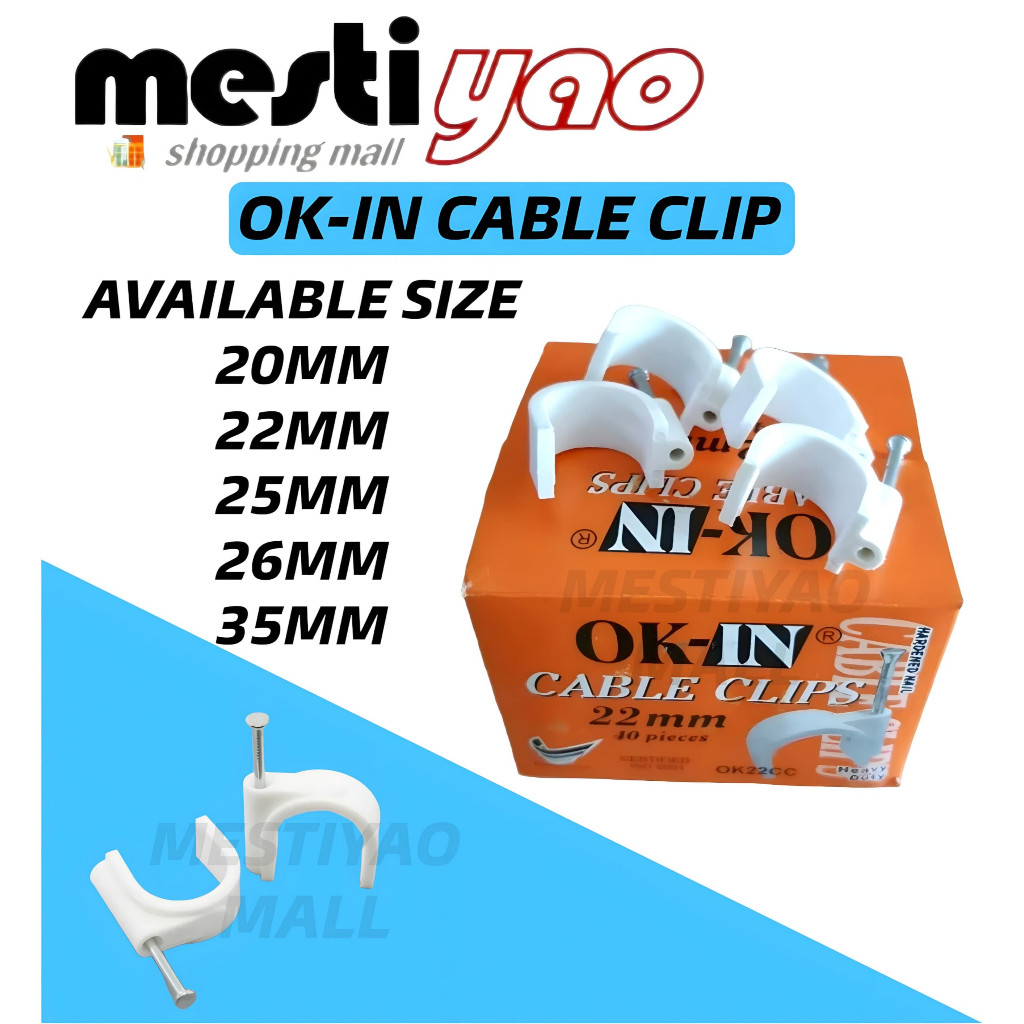 OK-IN PVC CABLE CLIP/KLIP KABEL PVC (BOX) 20MM,22MM,25MM,26MM,35MM ...