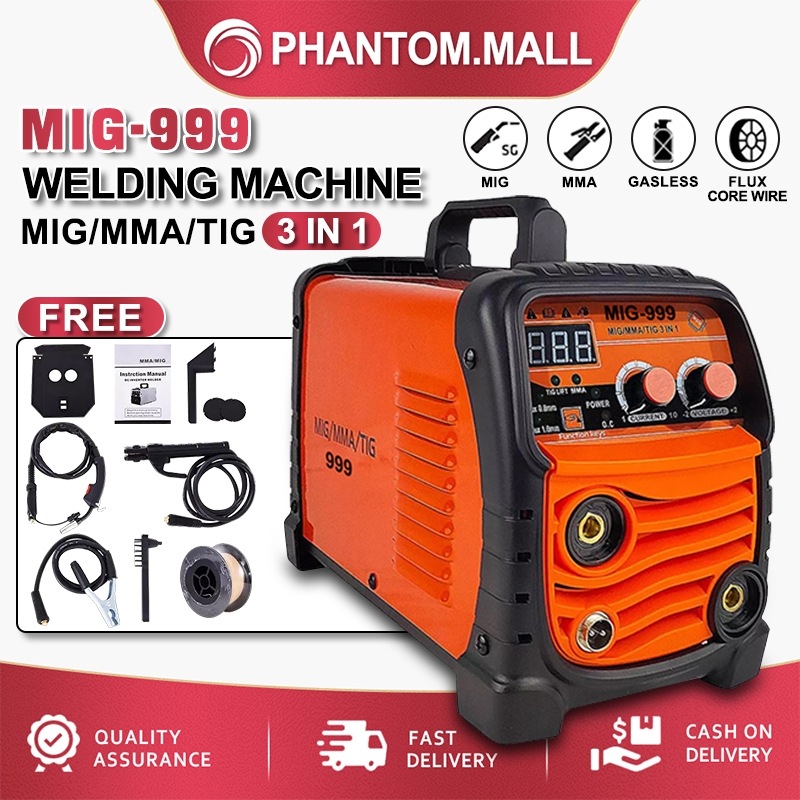 MIG-999 Mig Welding Machine Mig Welding Set Mesin Welding Gasless MIG/MMA/TIG 3in1 Inverter IGBT ...