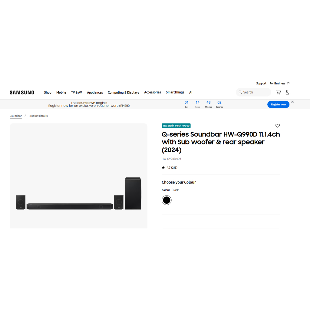 SAMSUNG Q-series Soundbar HW-Q990D 11.1.4ch with Sub woofer & rear ...