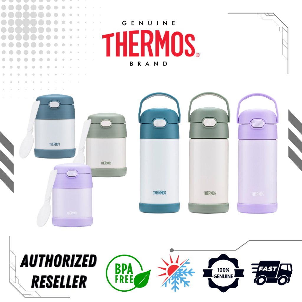 THREMOS Funtainer Stainless Steel Food Jar with Plastic Spoon 290ml / One-Touch Tumbler with ...