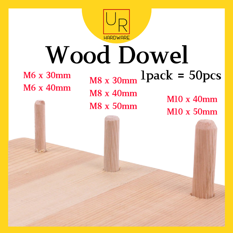 UR Hardware Premium Wood Dowel 50pcs Pin Connector Wooden Joint Dowel ...