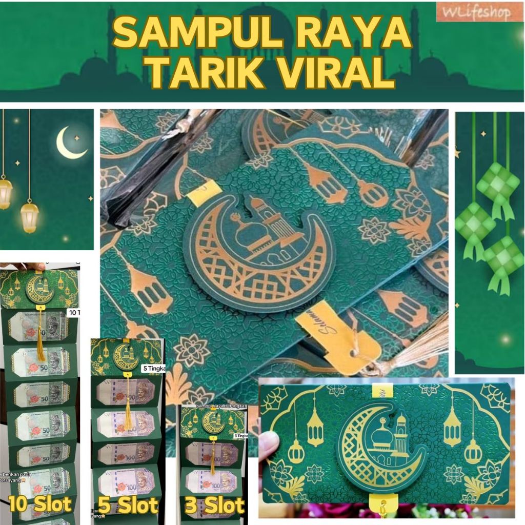 Sampul Duit Raya Tarik Viral 2025 Sampul Hari Raya 3 & 10 Slot Untuk ...