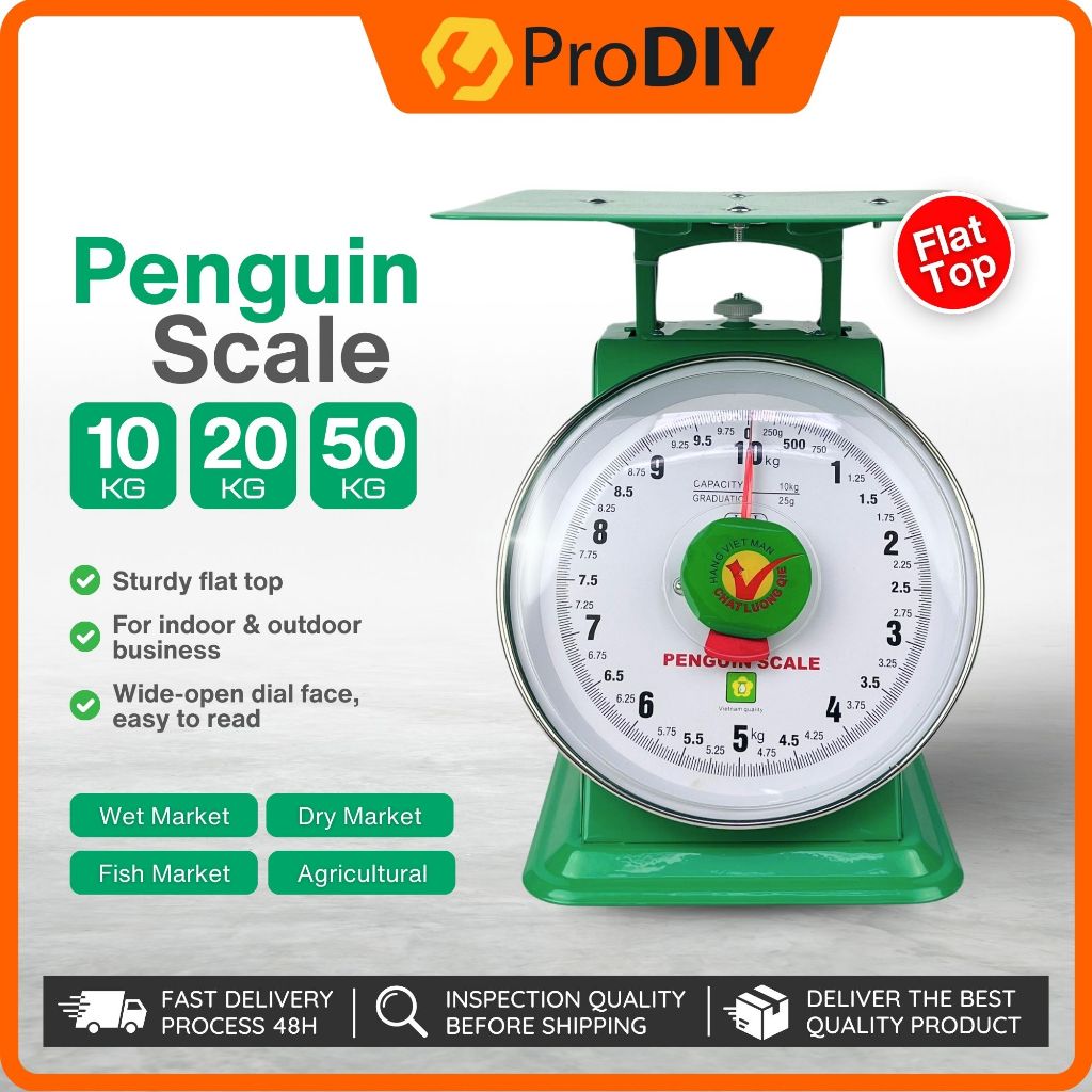10 / 20 / 50kg Penguin Spring Weight Scale Mechanical Balance Dial Flat ...