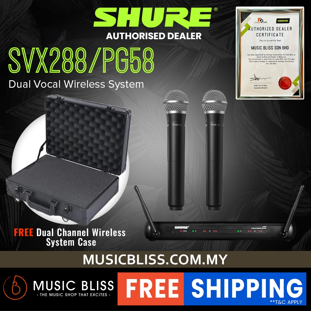Shure SVX288/PG58 Dual Vocal Wireless System, SVX88 Dual Diversity ...
