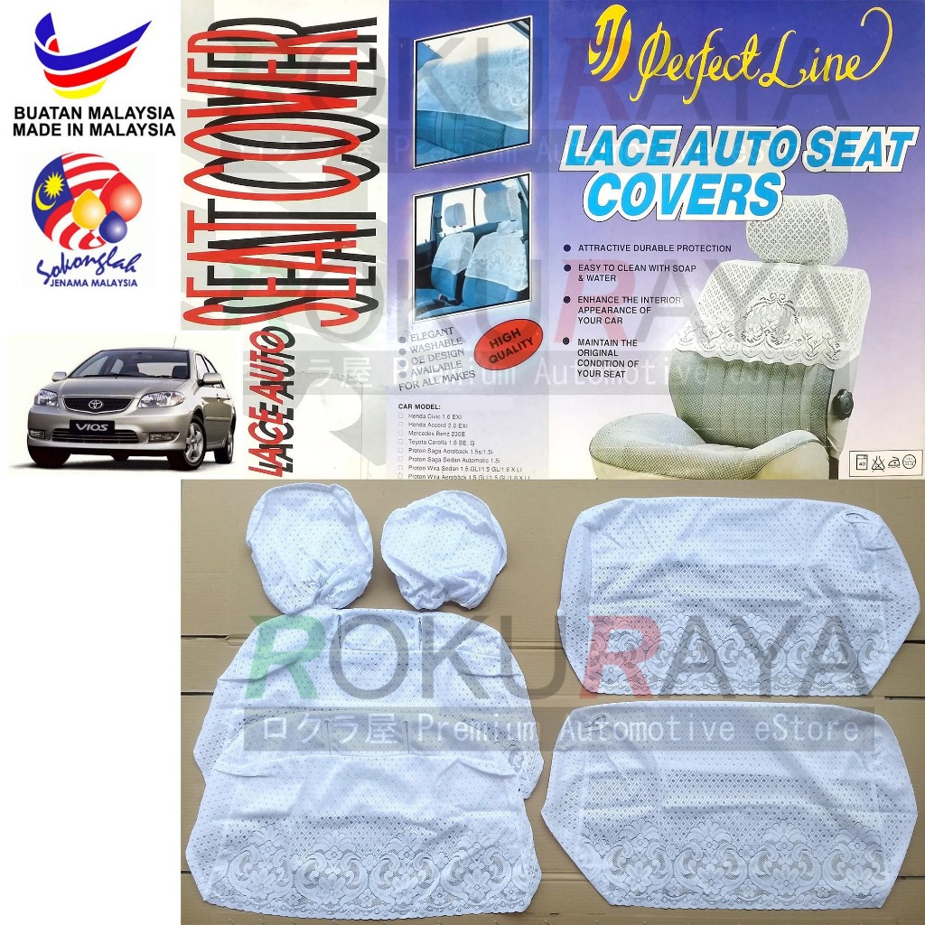 Toyota Vios 1st Gen NCP42 (2004 - 2006) Lace Auto Seat Cover Half Cover ...