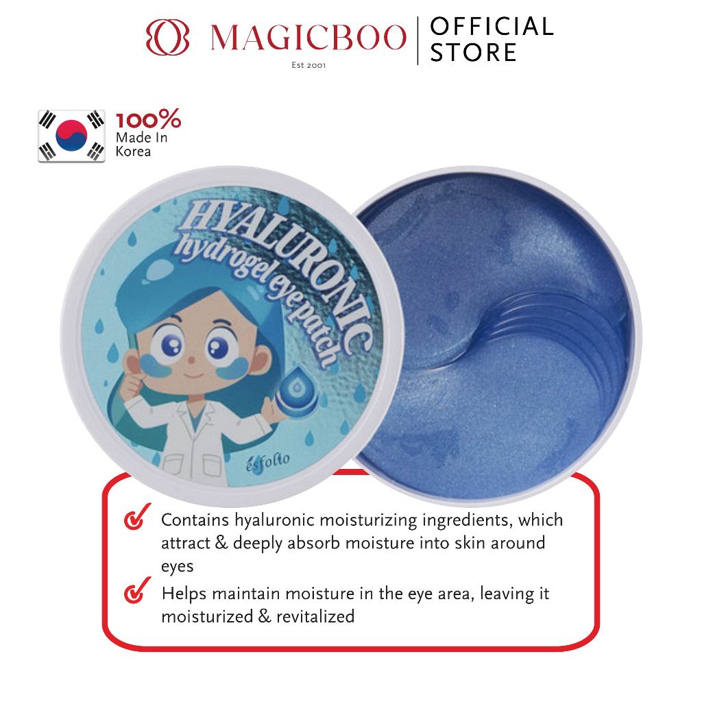 Magicboo Esfolio Hyaluronic Hydrogel Eye Patch 90g (60sheets) | Shopee ...