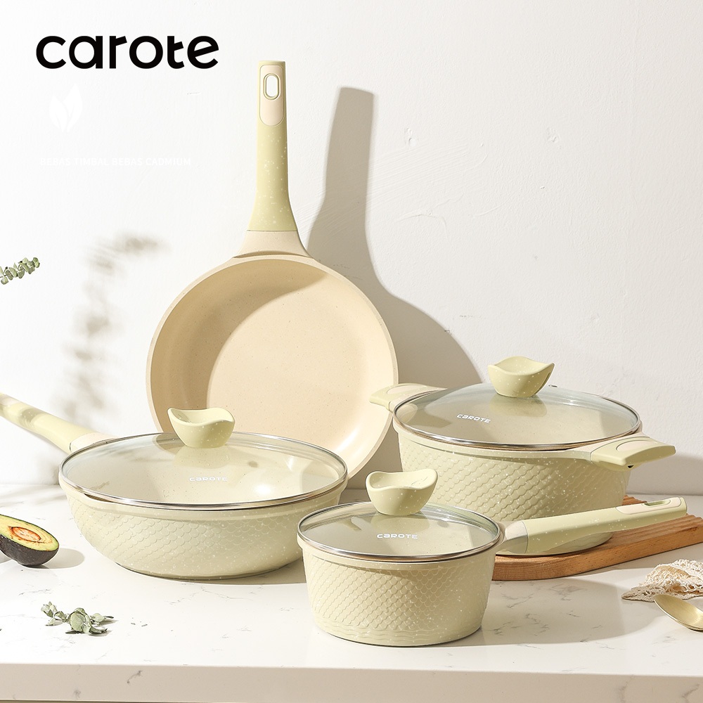 CAROTE 7 PCS Kitchen Cookware Set Non-Stick Granite Coating Suitable ...