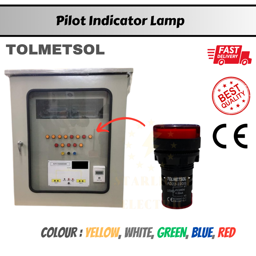 TOLMETSOL 22mm LED Pilot Lamp Indicator Signal/Indicator Light Control ...