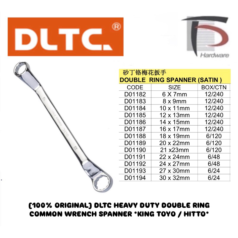 [100% ORIGINAL] DLTC HEAVY DUTY DOUBLE RING COMMON WRENCH SPANNER *KING TOYO / HITTO* | Shopee ...