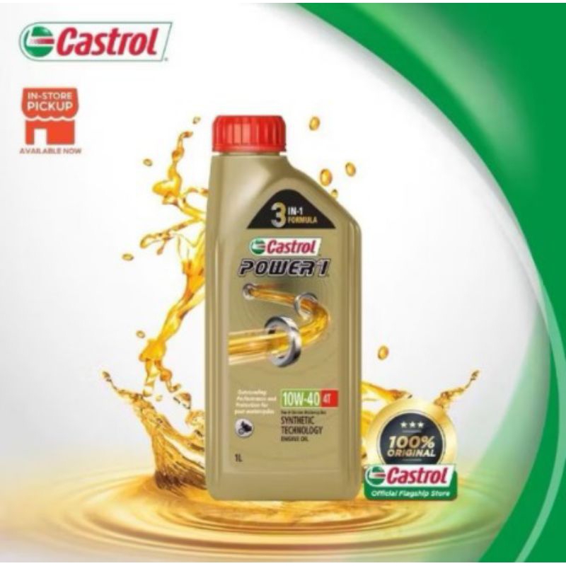 [ORIGINAL] CASTROL POWER 1 10W/40 4T Oil 3 in 1 Formula Semi Synthetic ...