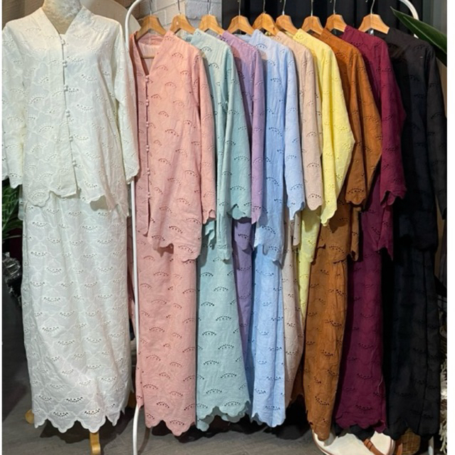 NORIE COTTON EYELET KURUNG SULAM TEBUK KURUNG BAJU RAYA 2025 | Shopee ...