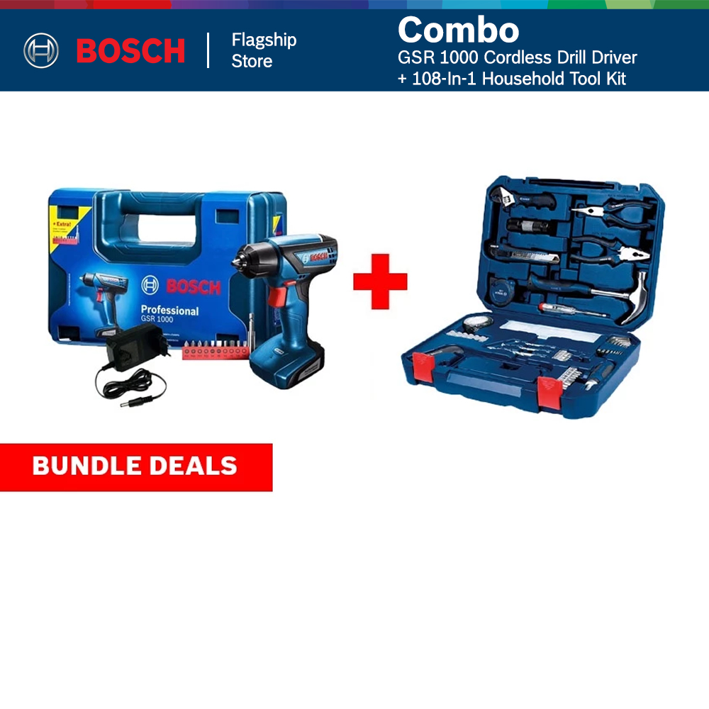 BOSCH [COMBO] GSR 1000 Cordless Drill Driver - 06019F40L1 + BOSCH 108 ...