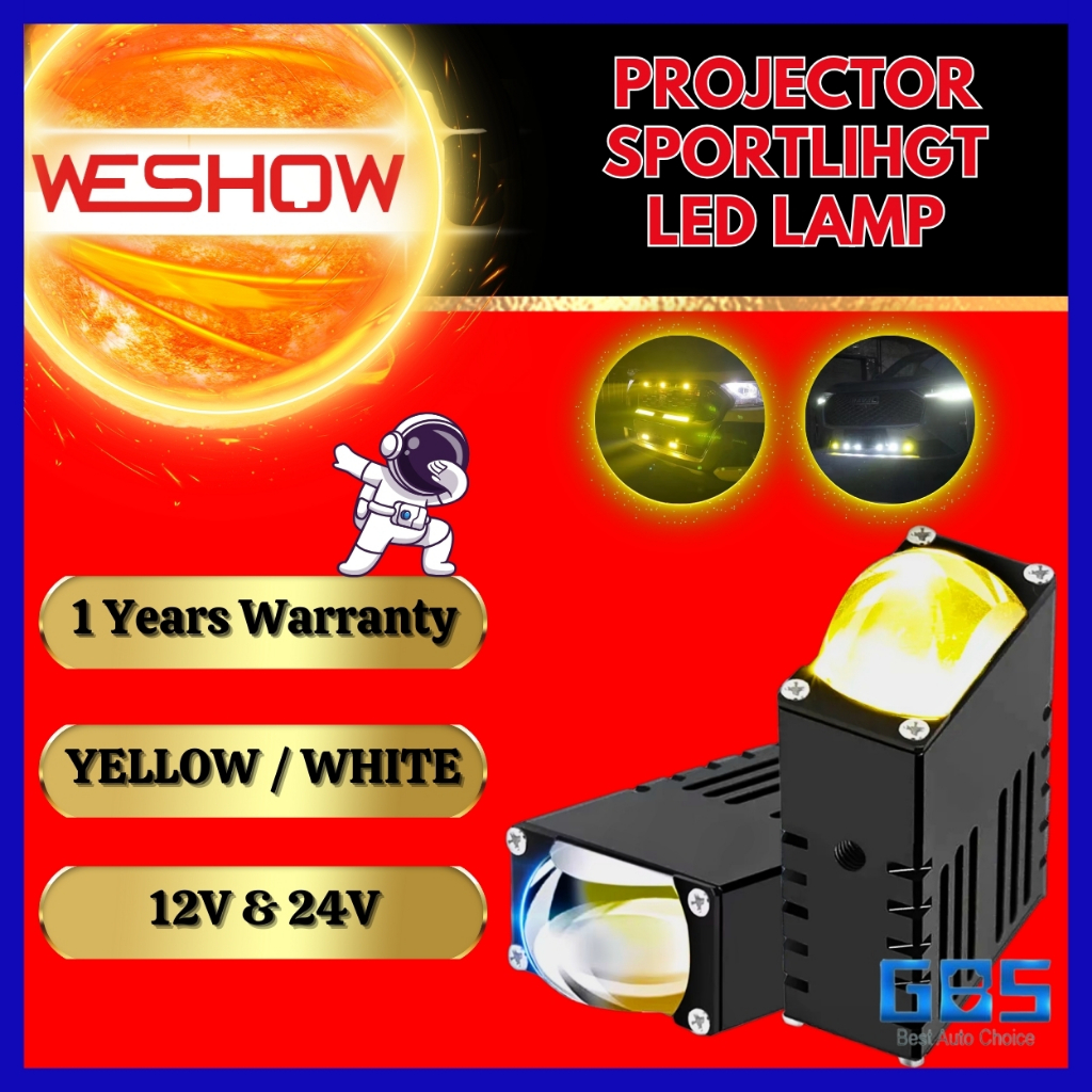 GBS CAR LED PROJECTOR FOG LAMP CAR 12V 24V YELLOW WHITE LAMPU SPORT ...