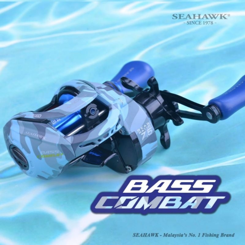BASS COMBAT 103HSL CASTING REEL ATTRACTIVE DRAG CLICKER & FREE CAP SEAHAWK | Shopee Malaysia