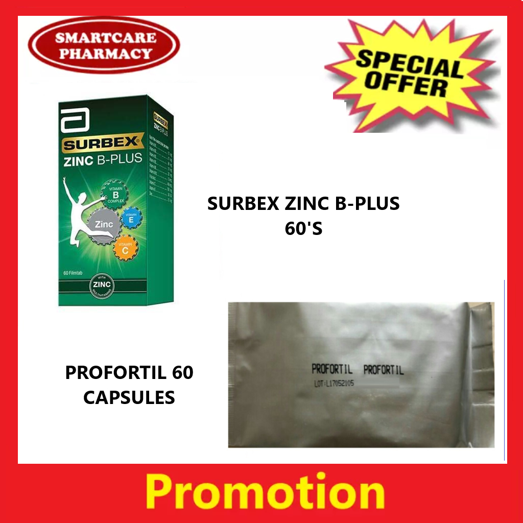 Abbott Surbex Zinc B-Plus 60 tablets + PROFORTIL 60 Capsules | Shopee ...