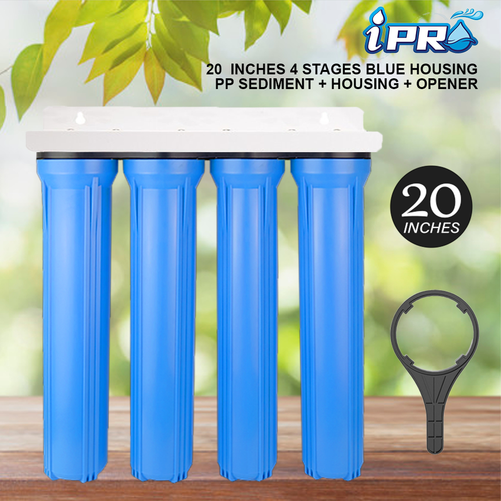 4 Stages 20 Inch Water Filter Housing ( Blue ) with PP & Housing ...