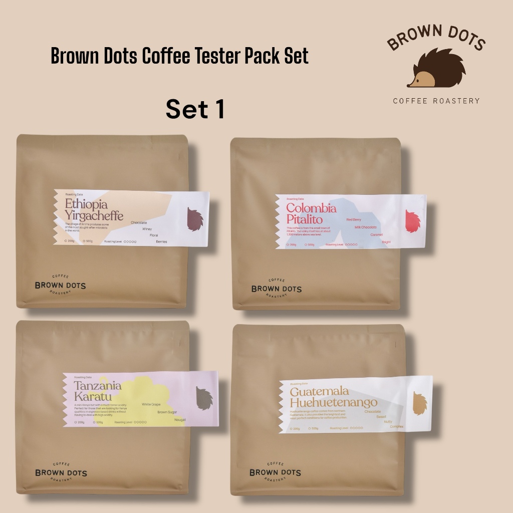 Brown Dots Coffee Tester Pack Set (200g X 4pkt) | Shopee Malaysia
