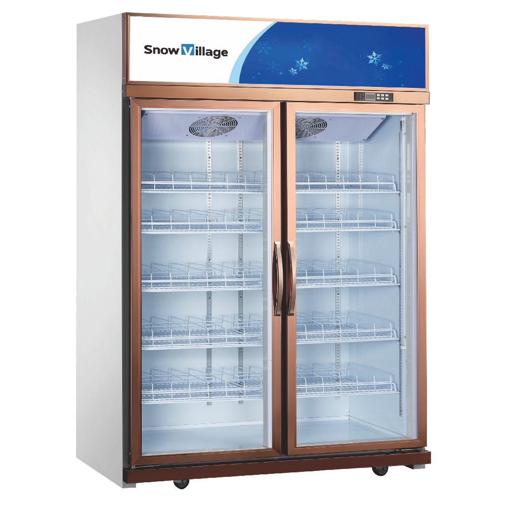 SnowVillage 980L 2 Glass Door Commercial Display Showcase Fridge ...