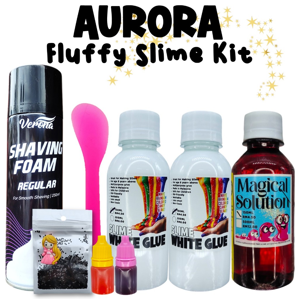 AURORA FLUFFY SLIME KIT SENSORY PLAY BIRTHDAY GIFT BOX CRAFT SLIME ...