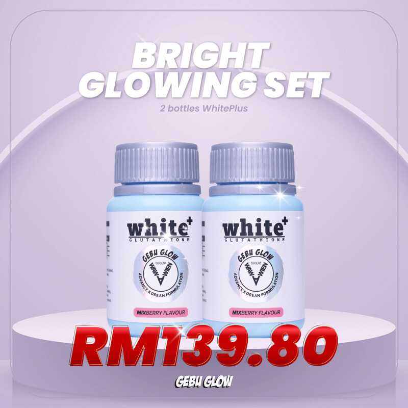 BRIGHT GLOWING SET WHITEPLUS GLUTATHIONE [2 BOTOL] | Shopee Malaysia