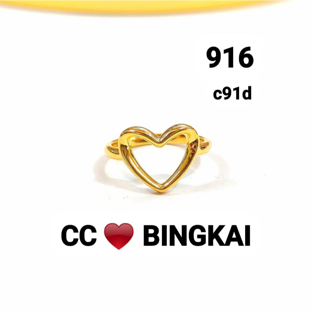 Wing Sing 5G Cincin Love Bingkai Fesyen Ring Tulen Emas 916 / 5D 916 ...