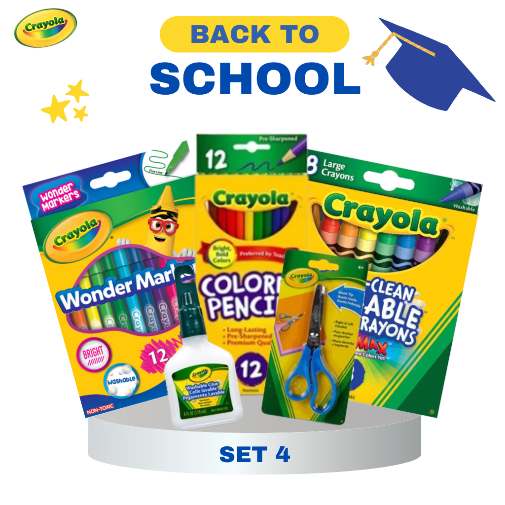 Crayola Back To School Set 4 (Glue/Scissors/Color Pencil/Marker/Crayons ...