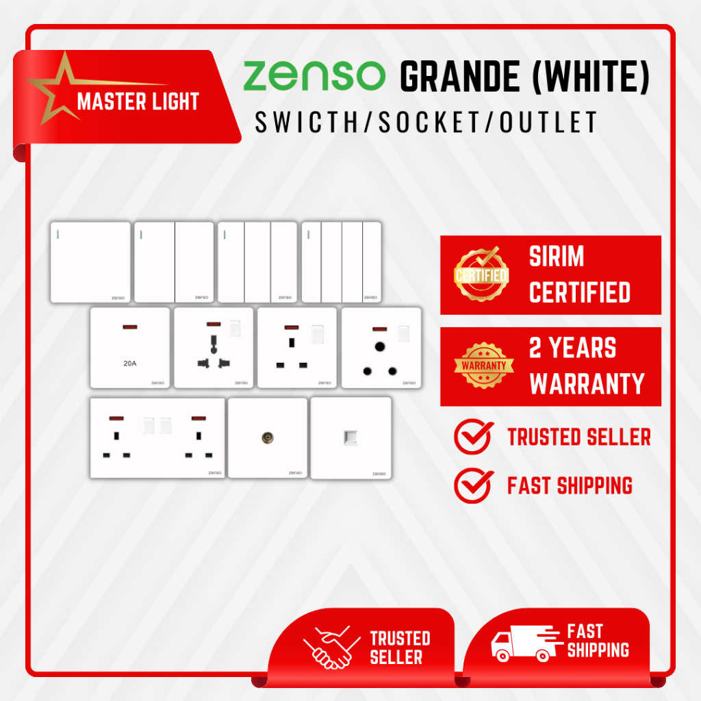 [Sirim] Zenso Grande White Switch / Switches Socket Outlet Frameless ...