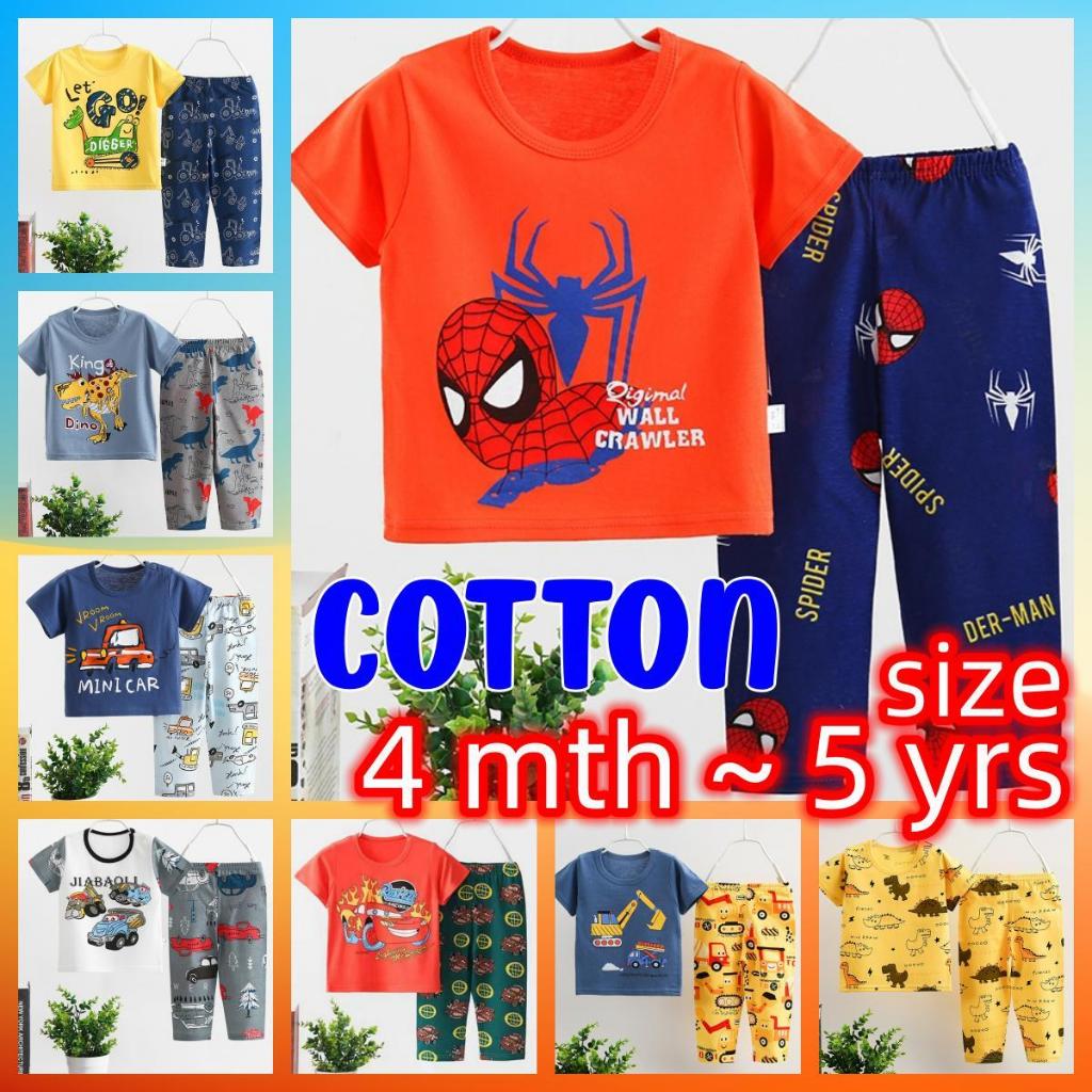 Unisex Cotton Long Sleeve Cartoon Baby Pyjamas Sleepwear Kartun Baju ...