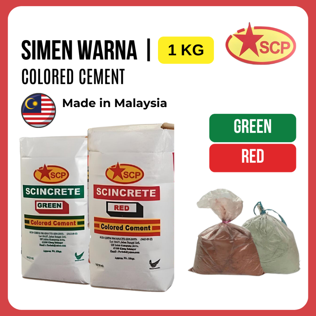 [Xhome] 1KG SCP Simen Warna Merah/Hijau, Red/Green Color Cement, Brick ...