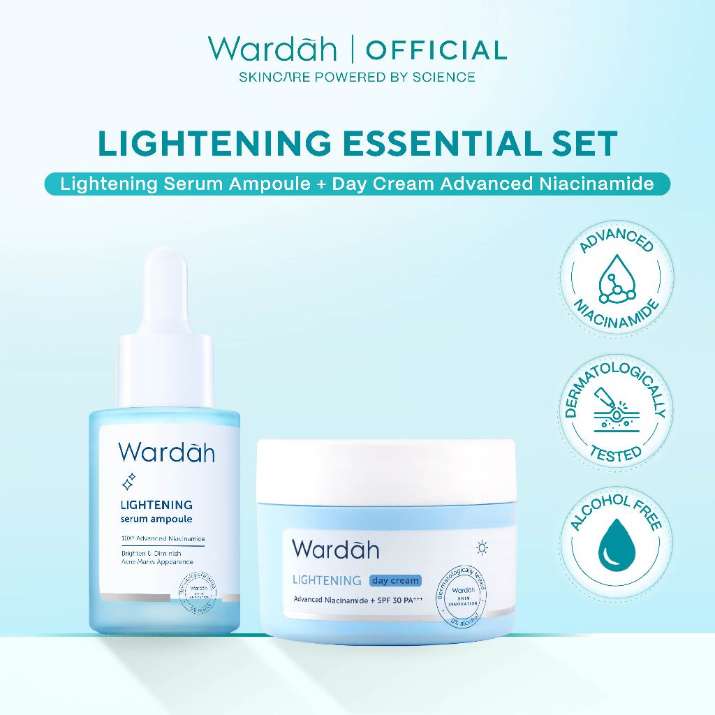 Lightening Essential Set - Wardah Lightening Serum Ampoule + Day Cream ...