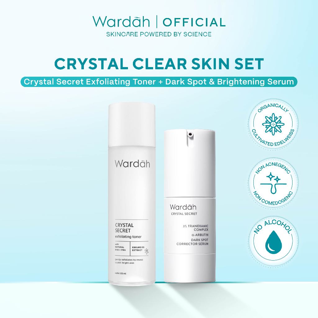 Crystal Clear Skin Set - Wardah Crystal Secret Exfoliating Toner + Dark ...