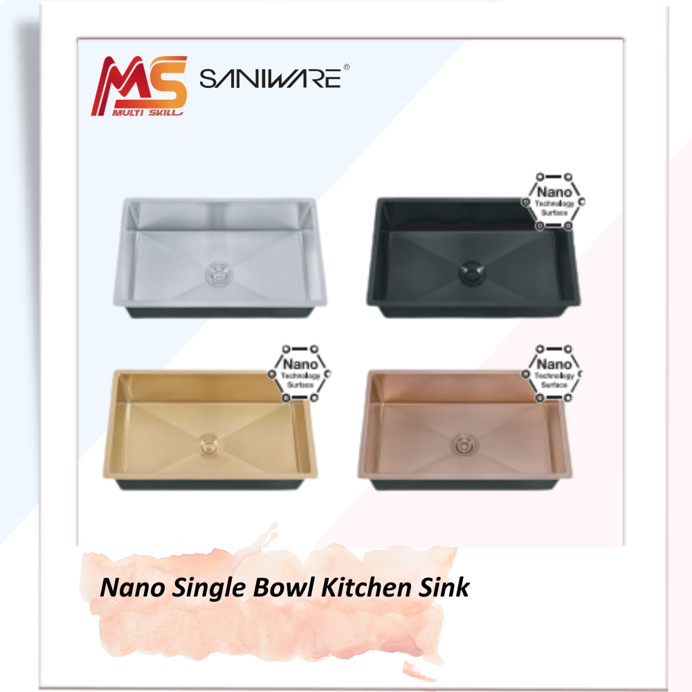 SANIWARE STAINLESS STEEL KITCHEN SINK SKS-230-7645-RD / GD / BK / SS ...