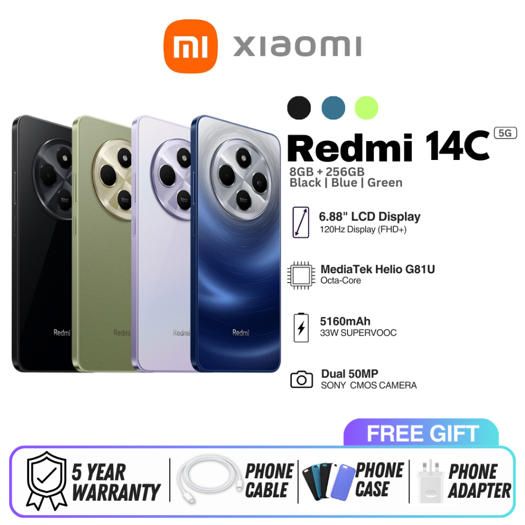 NEW Redmi 14C 5G 6.88''+120Hz Display | Kamera Dwi AI 50MP | Bateri ...